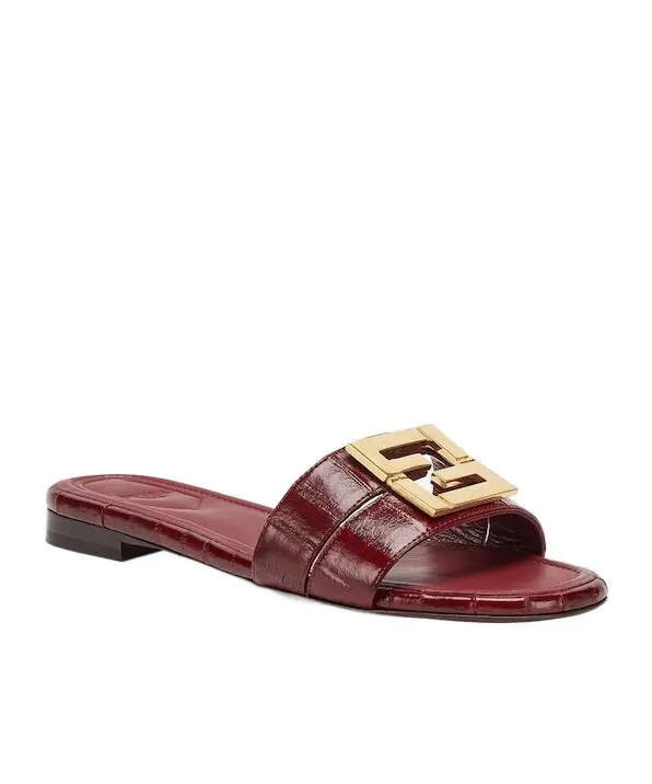 Fendi Ff Logo Plaque Slides - Red