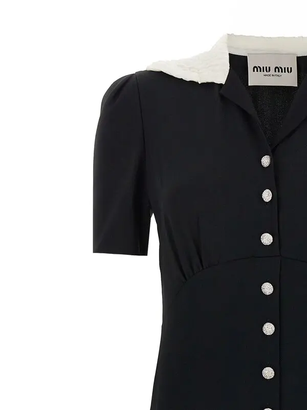 Miu Miu Embellished Short-sleeved Flared Dress