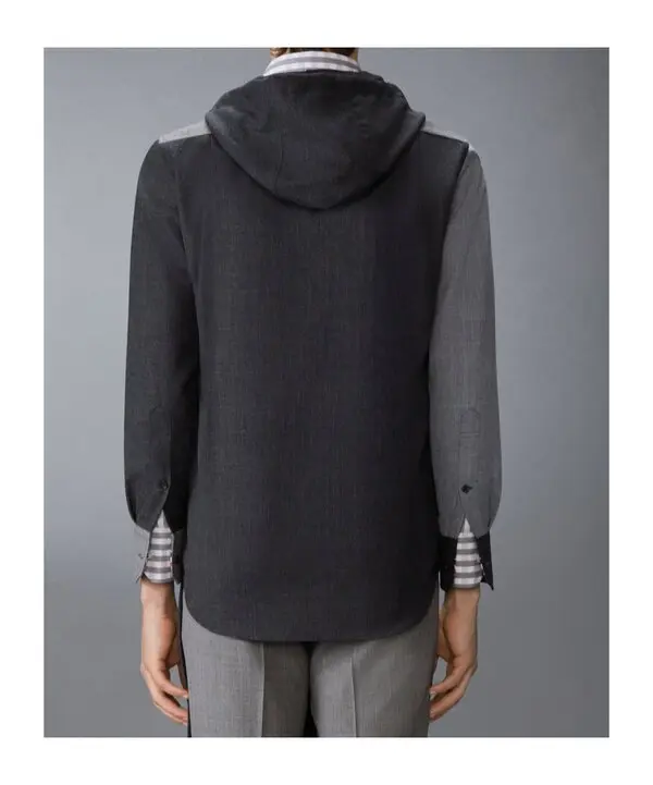 Thom Browne Rwb-striped Drawstring Hooded Shirt