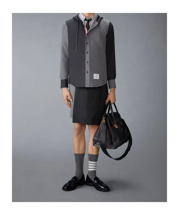 Thom Browne Rwb-striped Drawstring Hooded Shirt