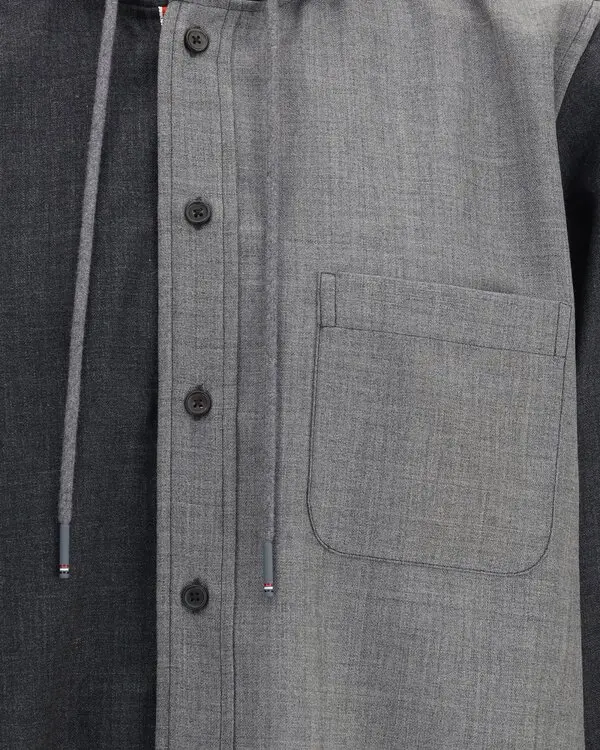 Thom Browne Rwb-striped Drawstring Hooded Shirt
