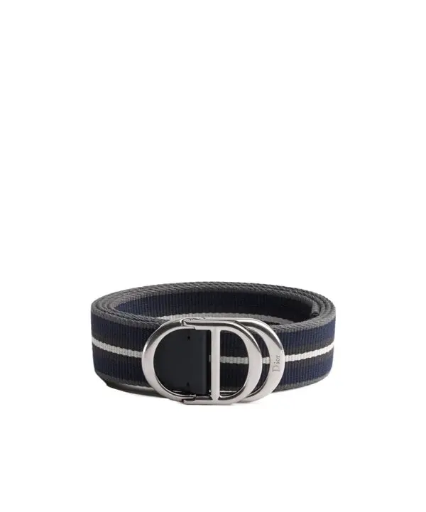 Dior Cd Buckle Stripe Belt - Dark Blue