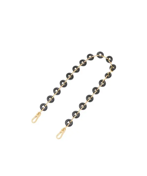 Loewe Two-tone Chain Strap With Anagram Pebble Pendant - Black/gold