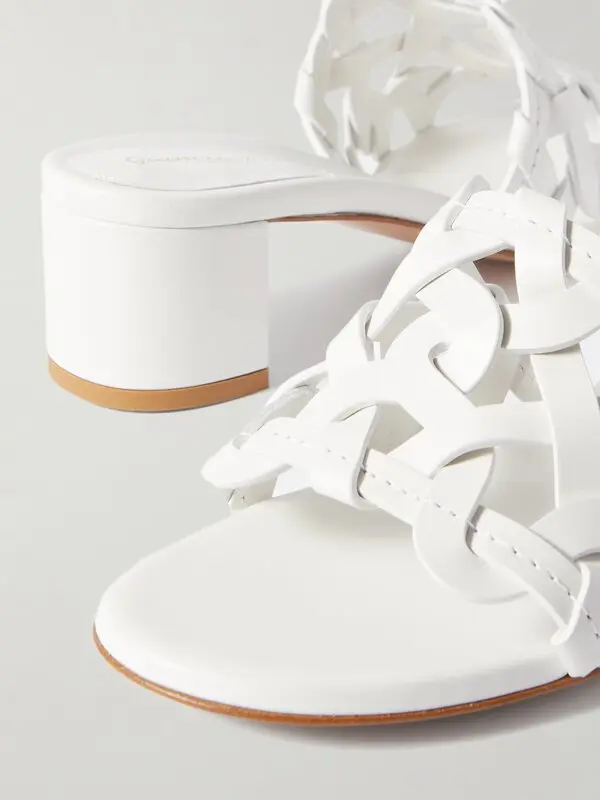GIANVITO ROSSI 55mm Leather Block Heel Sandals
