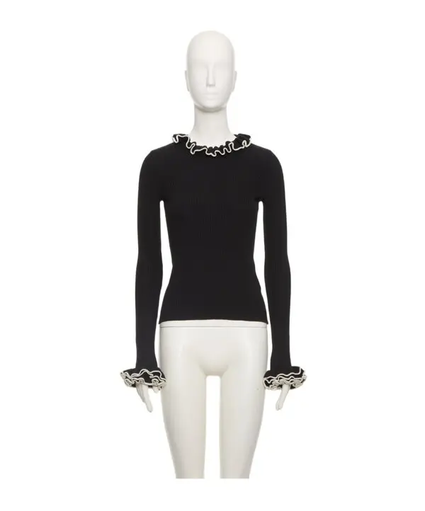 Valentino Garavani Long Sleeve Ruffled Knit Top