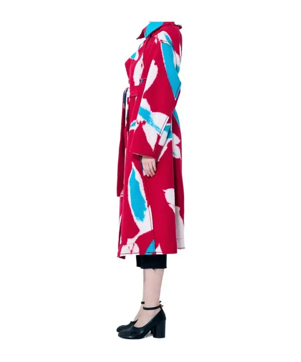 Issey Miyake Vigor Graphic Belted Coat - Red