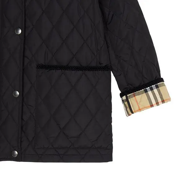 Burberry Quilted Long Sleeve Jacket With Patch Pockets - Black