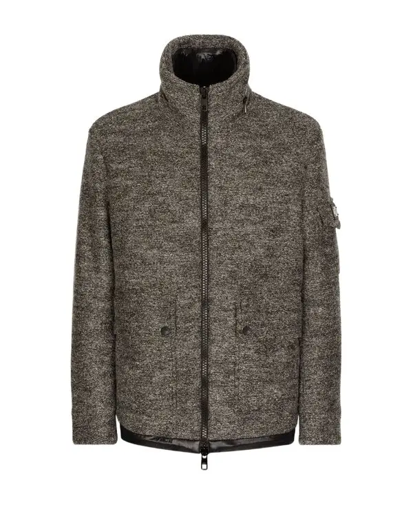 Dolce & Gabbana Zip-up Logo Plaque Coat - Green