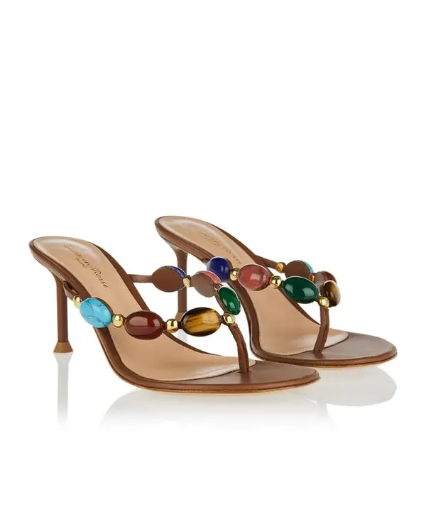 GIANVITO ROSSI Embellished Round Toe High Heel Sandals