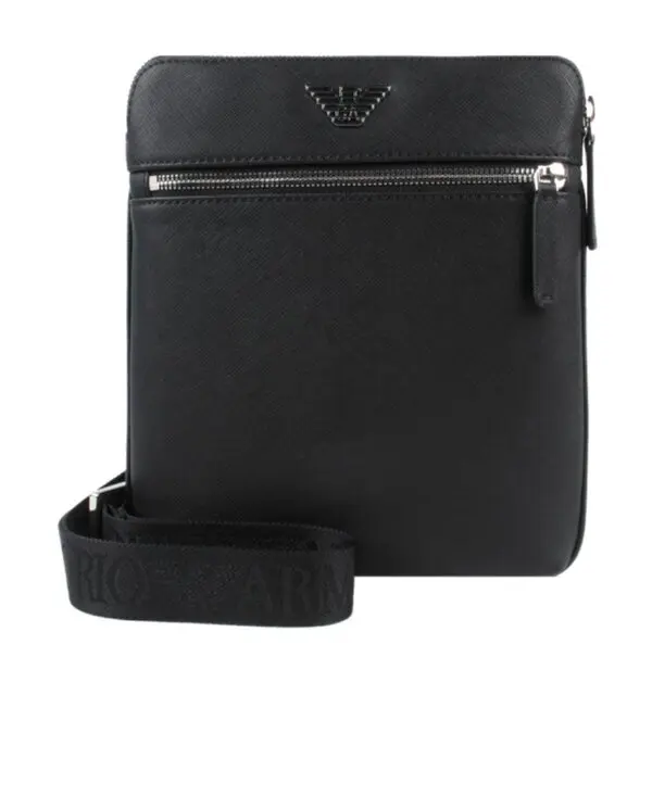 Emporio Armani Logo Plaque Small Messenger Bag - Black