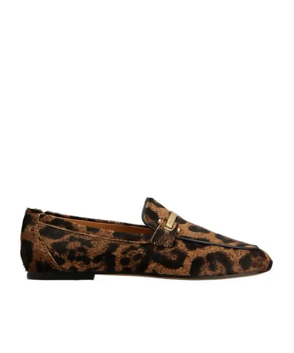 TOD'S Pony Effect Leopard Print Loafers - Brown