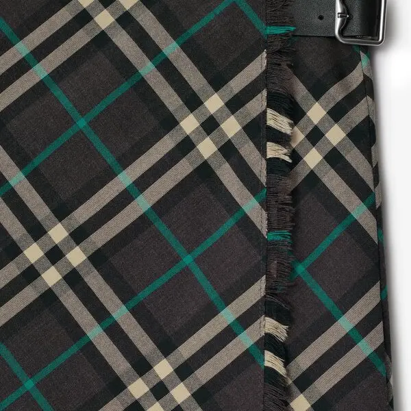 Burberry Check-pattern Frayed-edge Mini Skirt - Black