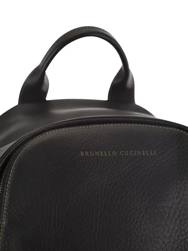 Brunello Cucinelli Logo Printed Backpack - Black