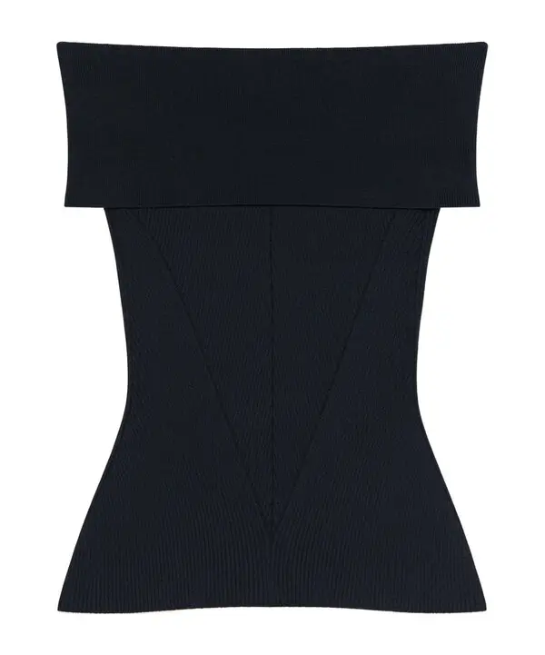Givenchy Off-the-shoulder Ribbed Knit Top - Black