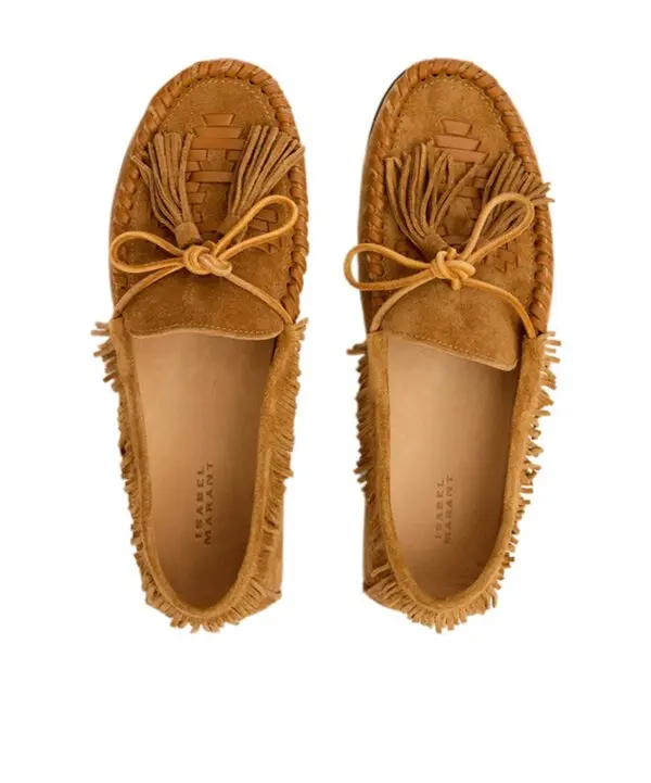 Isabel Marant Étoile Fitza Loafers With Graphic Woven Detail - Cognac Brandy