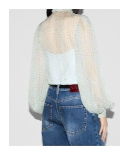 Gucci Floral Chiffon Tie-neck Shirt