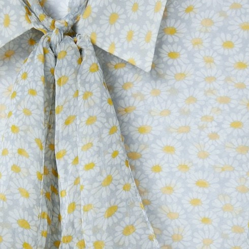 Gucci Floral Chiffon Tie-neck Shirt
