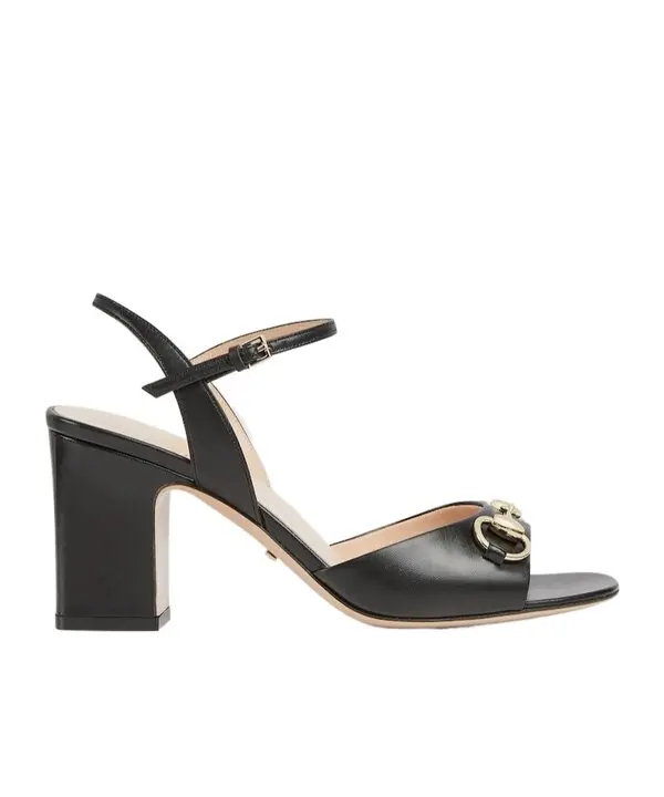 Gucci Horsebit Detailed Open Toe Sandals - Black