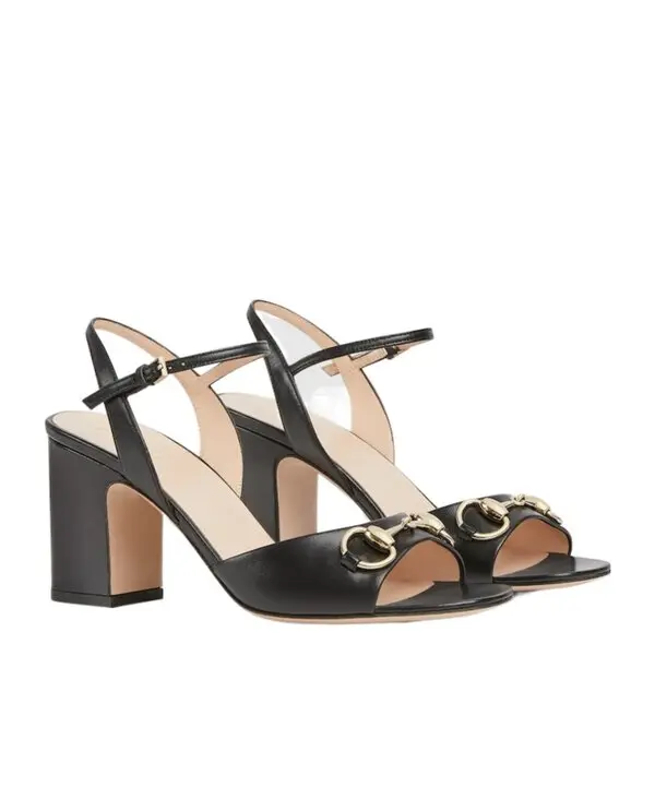 Gucci Horsebit Detailed Open Toe Sandals - Black