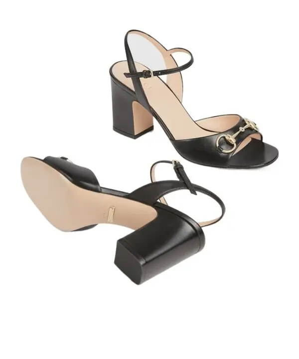Gucci Horsebit Detailed Open Toe Sandals - Black