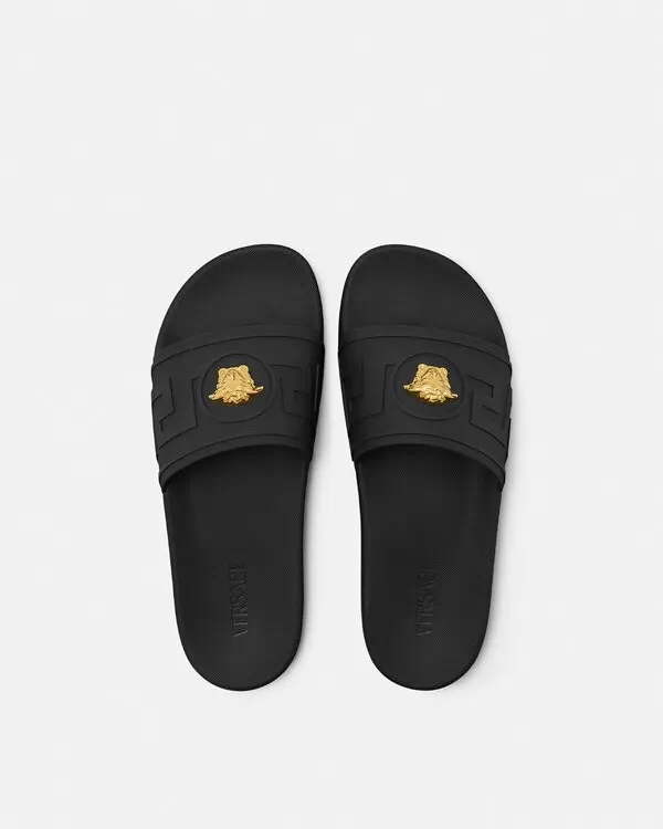 Versace Medusa-motif Open-toe Slippers - Black