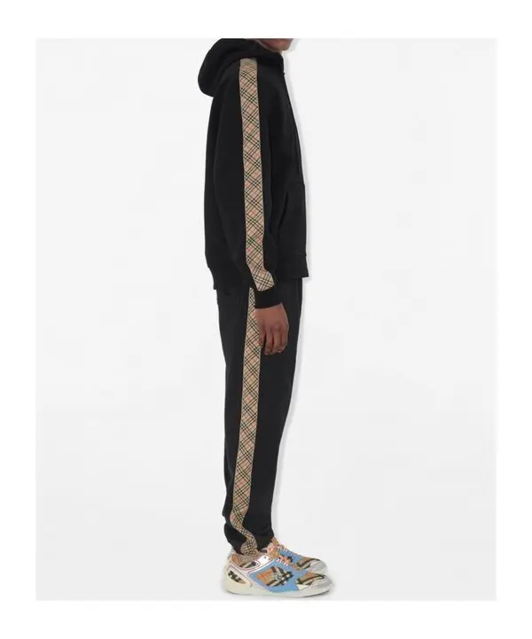 Burberry Check Trim Zip-up Drawstring Hoodie