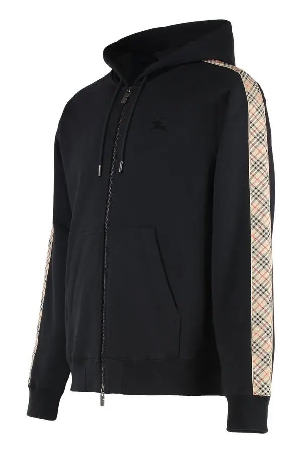 Burberry Check Trim Zip-up Drawstring Hoodie