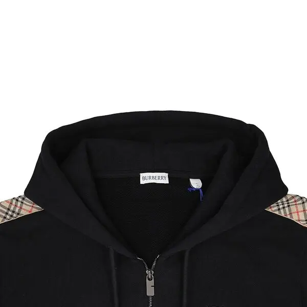 Burberry Check Trim Zip-up Drawstring Hoodie