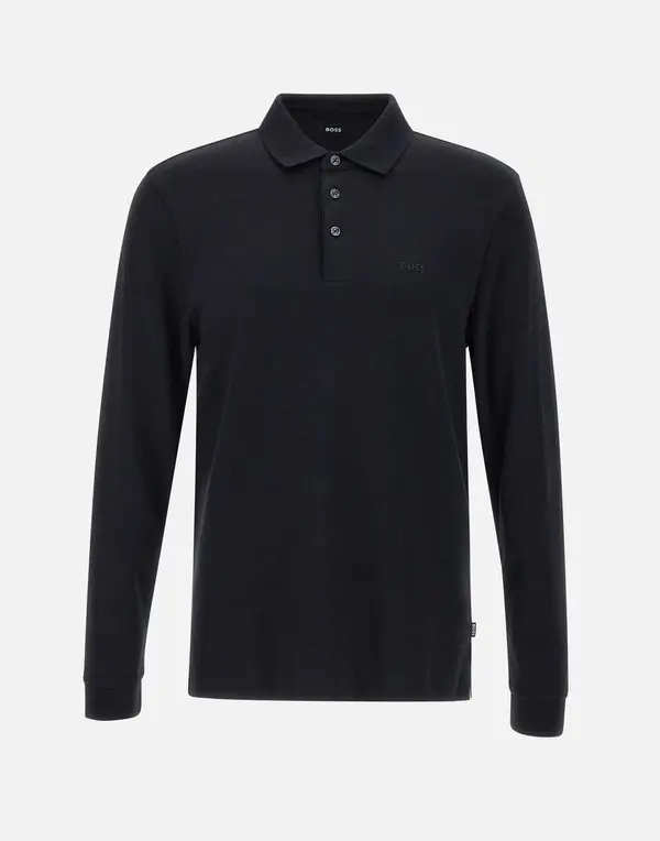 Hugo Boss Pado 30 Long-sleeve Polo Shirt - Black