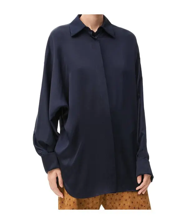Loewe Draped Silk Shirt With Bat Sleeves