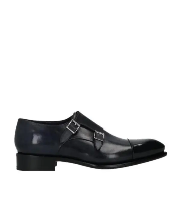Santoni Buckle Detailed Slip-on Monk Shoes - Black