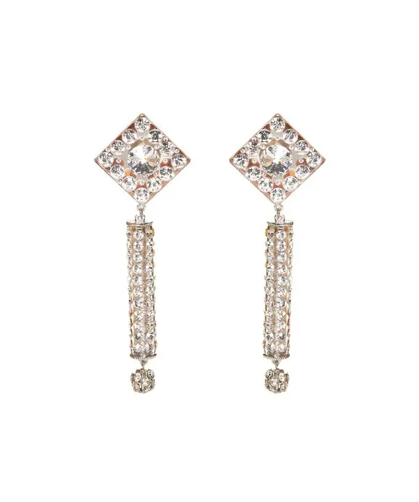 Alessandra Rich Embellished Pendant Earrings - Yellow