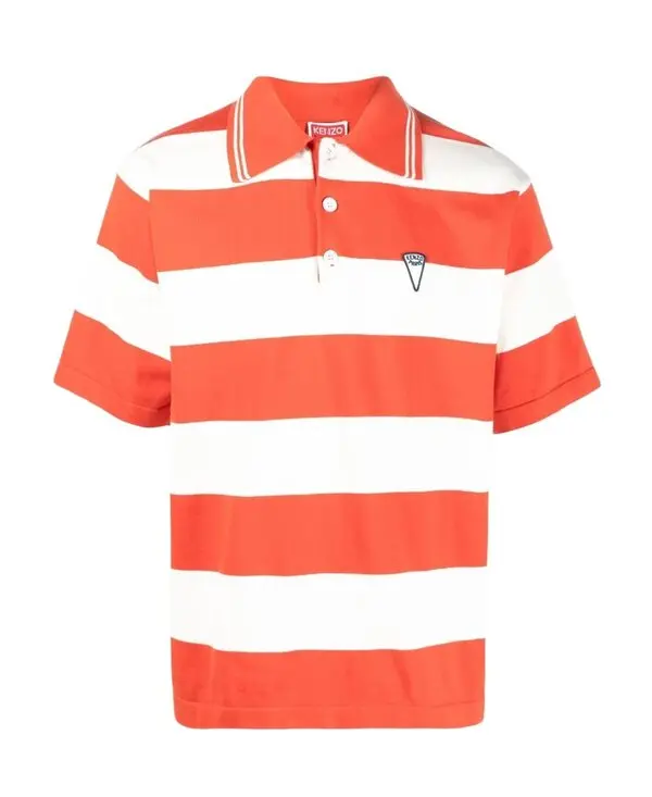 Kenzo Logo-patch Short-sleeved Striped Polo Shirt