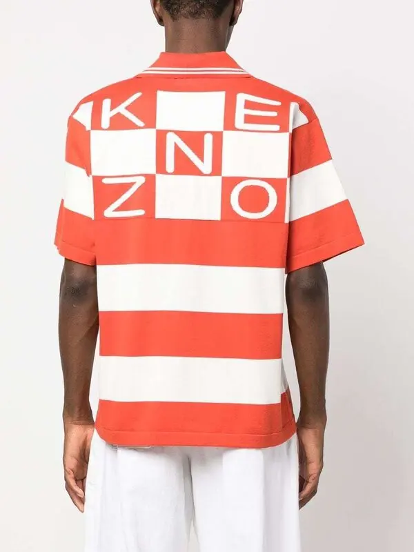 Kenzo Logo-patch Short-sleeved Striped Polo Shirt