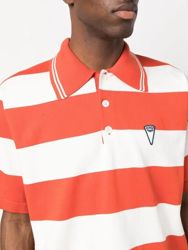 Kenzo Logo-patch Short-sleeved Striped Polo Shirt