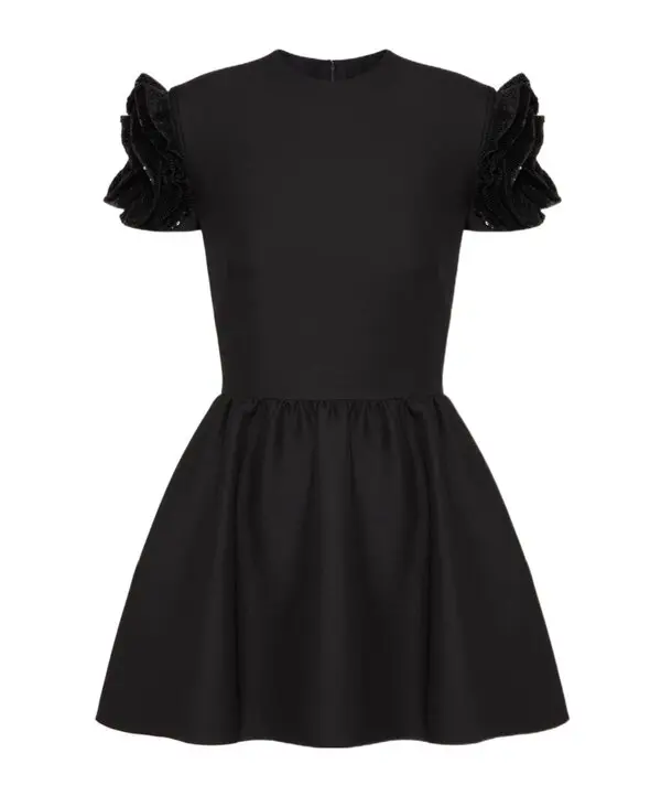 Valentino Garavani Ruffled Sleeve Crewneck Dress