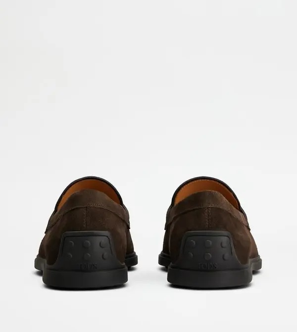 TOD'S Round Toe Suede Loafers - Brown