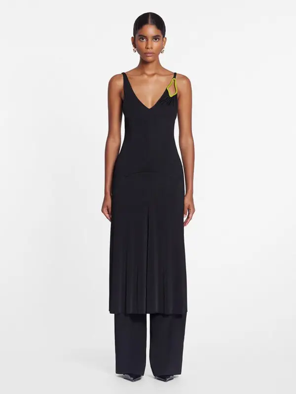 LANVIN Pleated A-line Midi Dress - Black