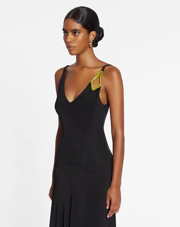 LANVIN Pleated A-line Midi Dress - Black