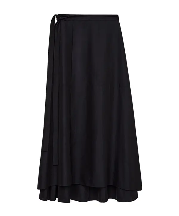 JOSEPH Alix Cotton Wrap Skirt - Black
