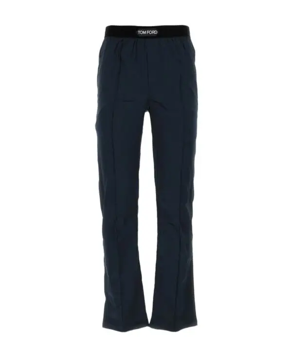 TOM FORD Logo Waistband Satin Pajama Trousers - Black
