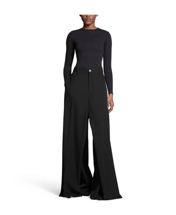 Balenciaga Double Layer Front Wide Leg Trousers