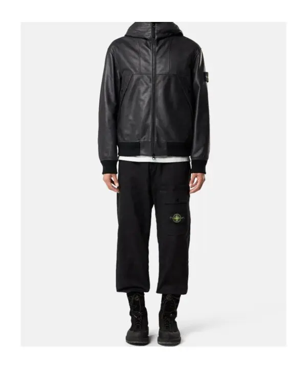 Stone Island Logo Detail Hooded Bomber Jacket