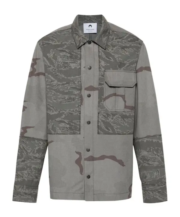 MARINE SERRE Rispstop Button-up Shirt Jacket - Gray