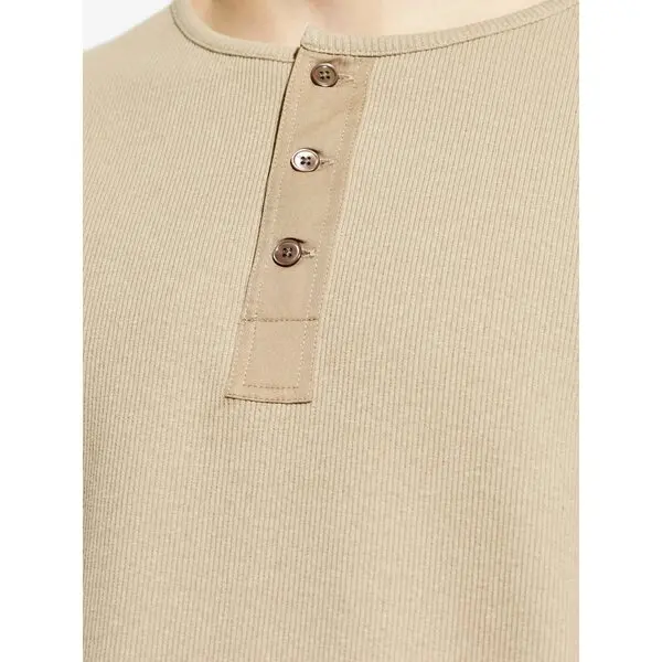 LEMAIRE Ribbed Henley Top - Sage