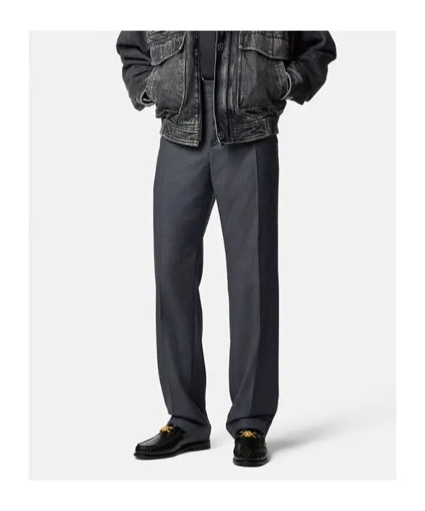 Versace Micro-checked Wool Trousers