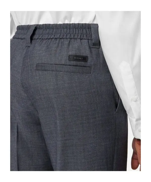 Versace Micro-checked Wool Trousers