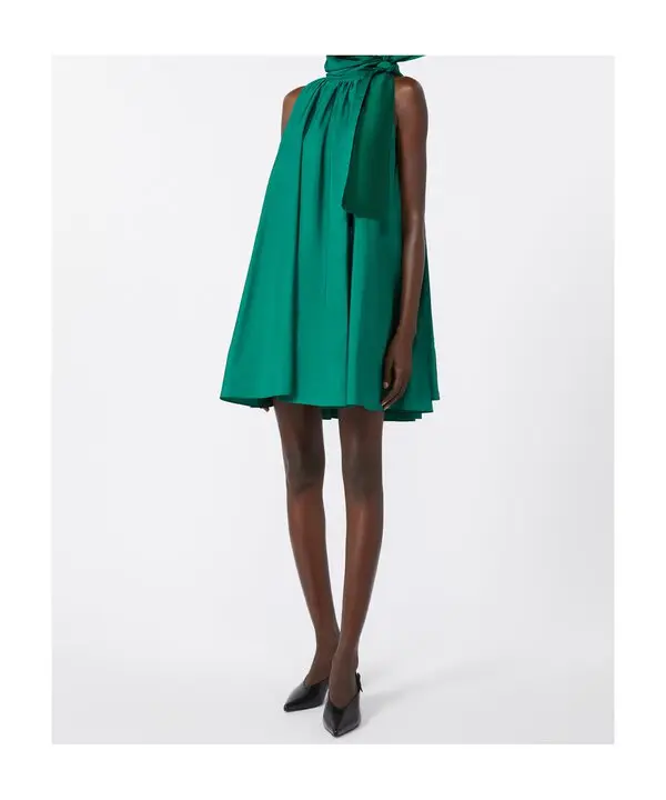 Max Mara Taffeta Halterneck Dress With Bow Detail