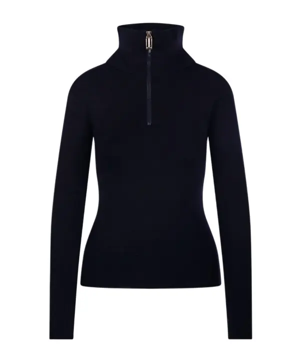 Victoria Beckham Half-zip Ribbed Sweater - Inkblue