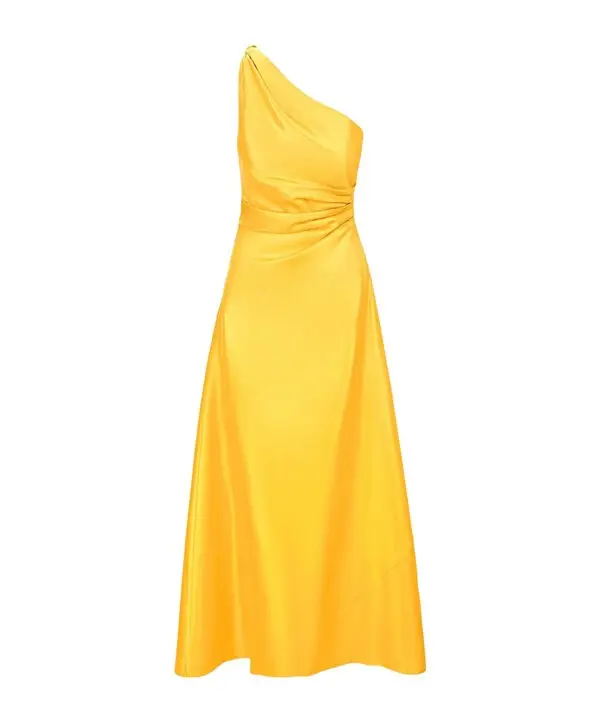 Staud Este Silk Dress - Sunset Gold